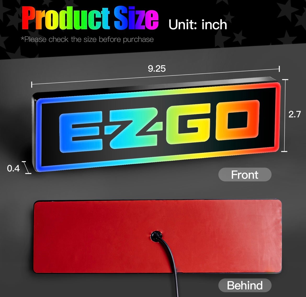 BT RGB EZGO Golf Cart Color Changing Front Name Plate for TXT 1994-201 ...